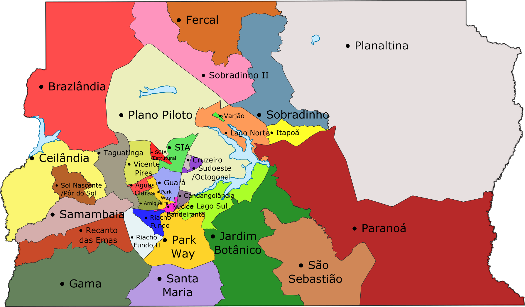 Distrito Federal: mapa das regiões administrativas – Bernadete Alves ...